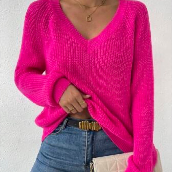 Zara | Sweaters | Zara Pink V Neck Oversized Sweater | Poshmark